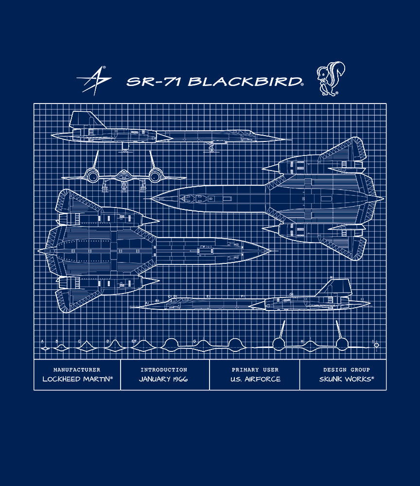 SR 71 Blackbird Blue Print T-Shirt – Malibu Shirts