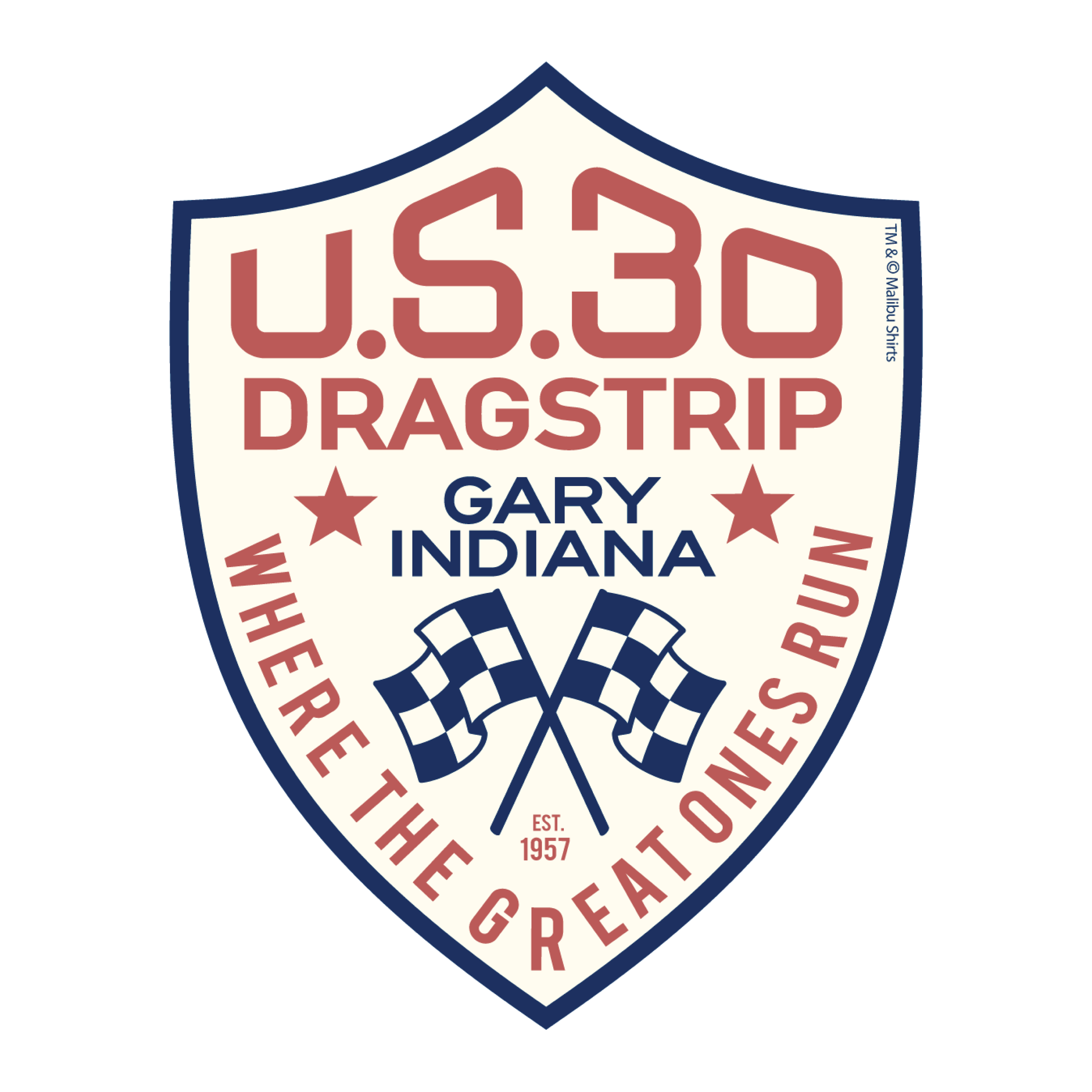 US 30 Drag Strip Indy Sticker – Malibu Shirts